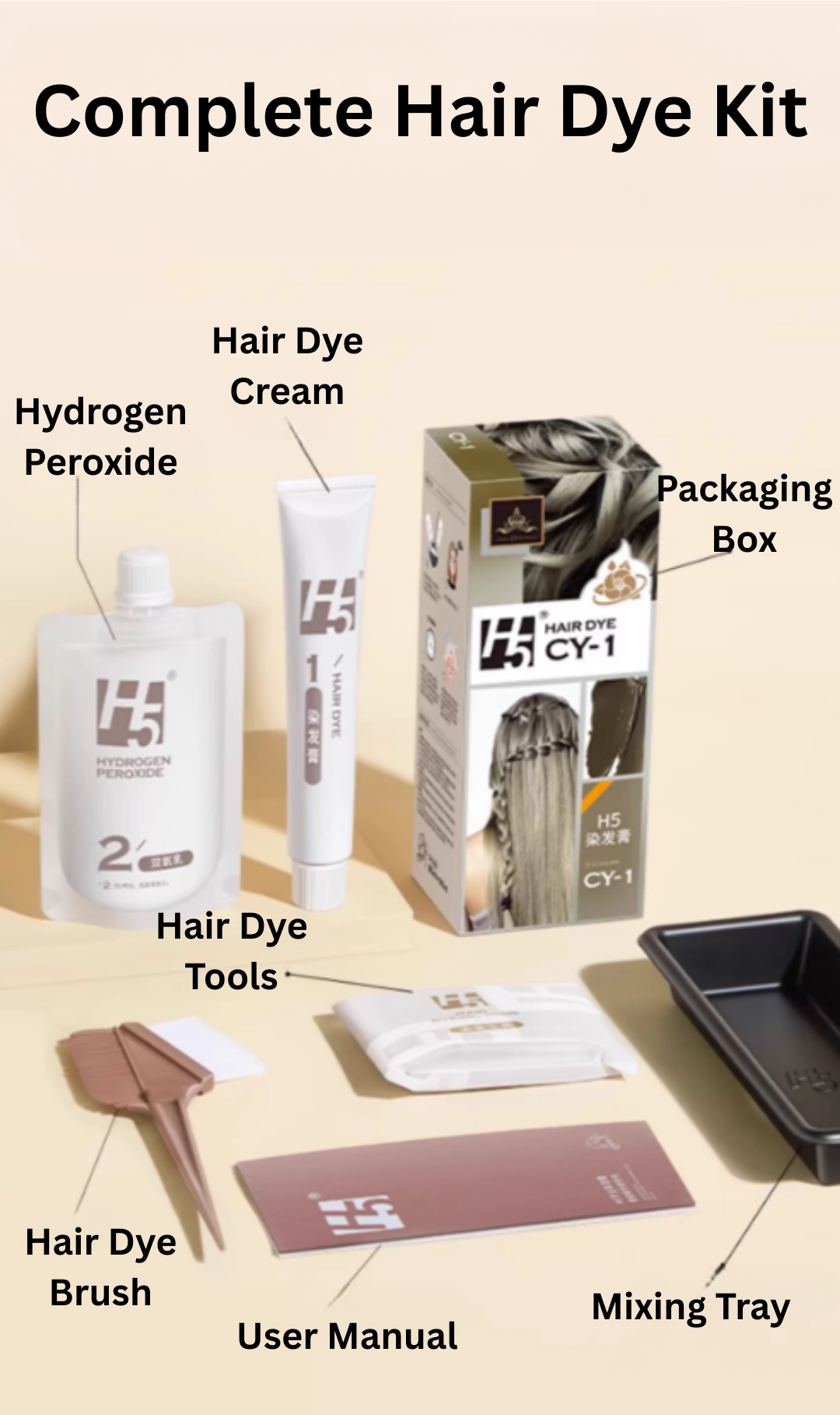 Tiktok/Douyin Hot H5 Hair Dye Cream 170ml/Box【Tiktok抖音爆款】H5染发膏 | CuteHart