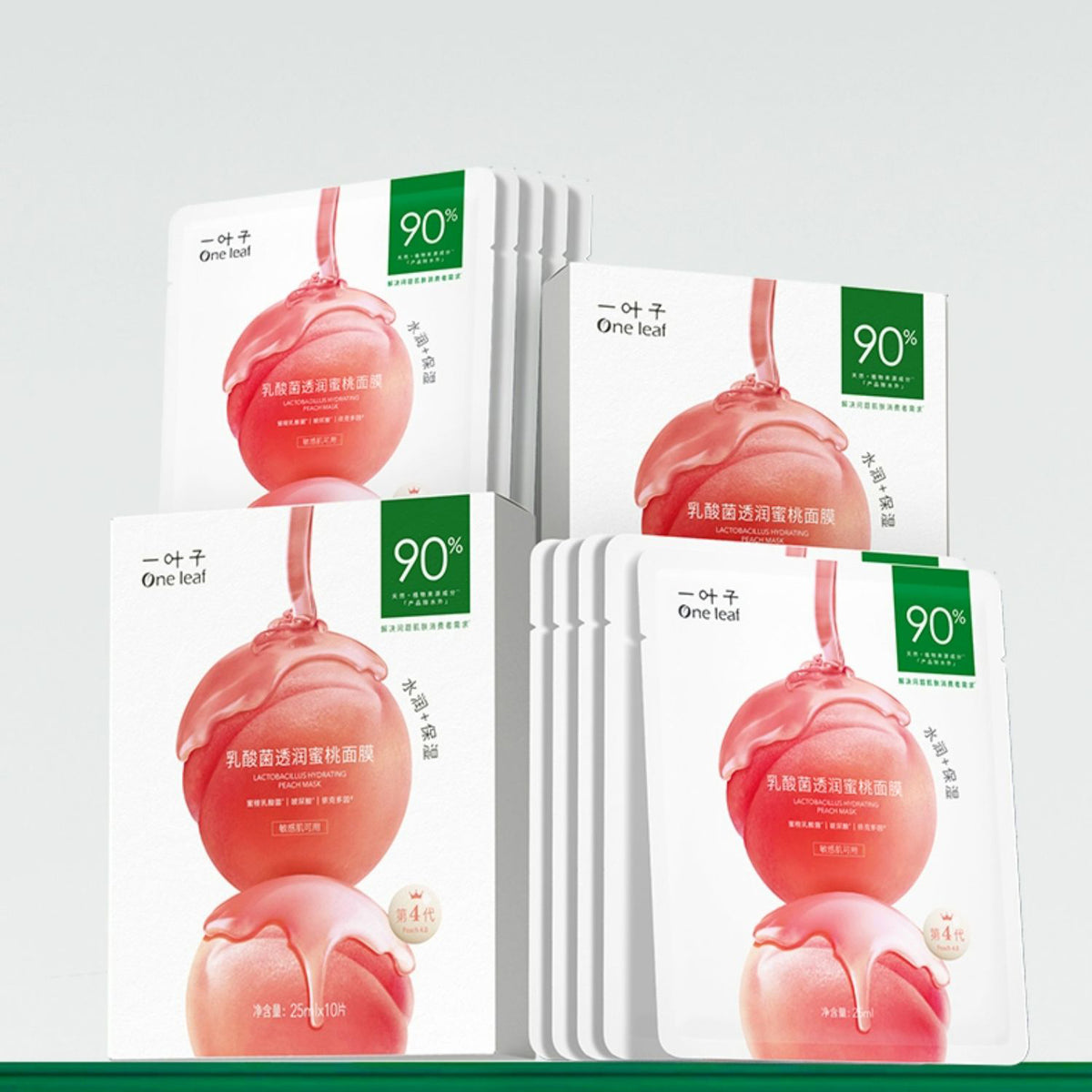 One Leaf Lactobacillus Hydrating Peach Mask 4.0 25ml*10PCS 一叶子乳酸菌透润蜜桃面 | CuteHart