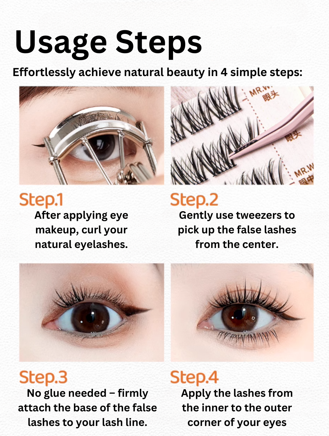 MR.WISH Glue-Free Double-Pointed Lamb Horn False Eyelashes 1 Box 心愿先生免 ...