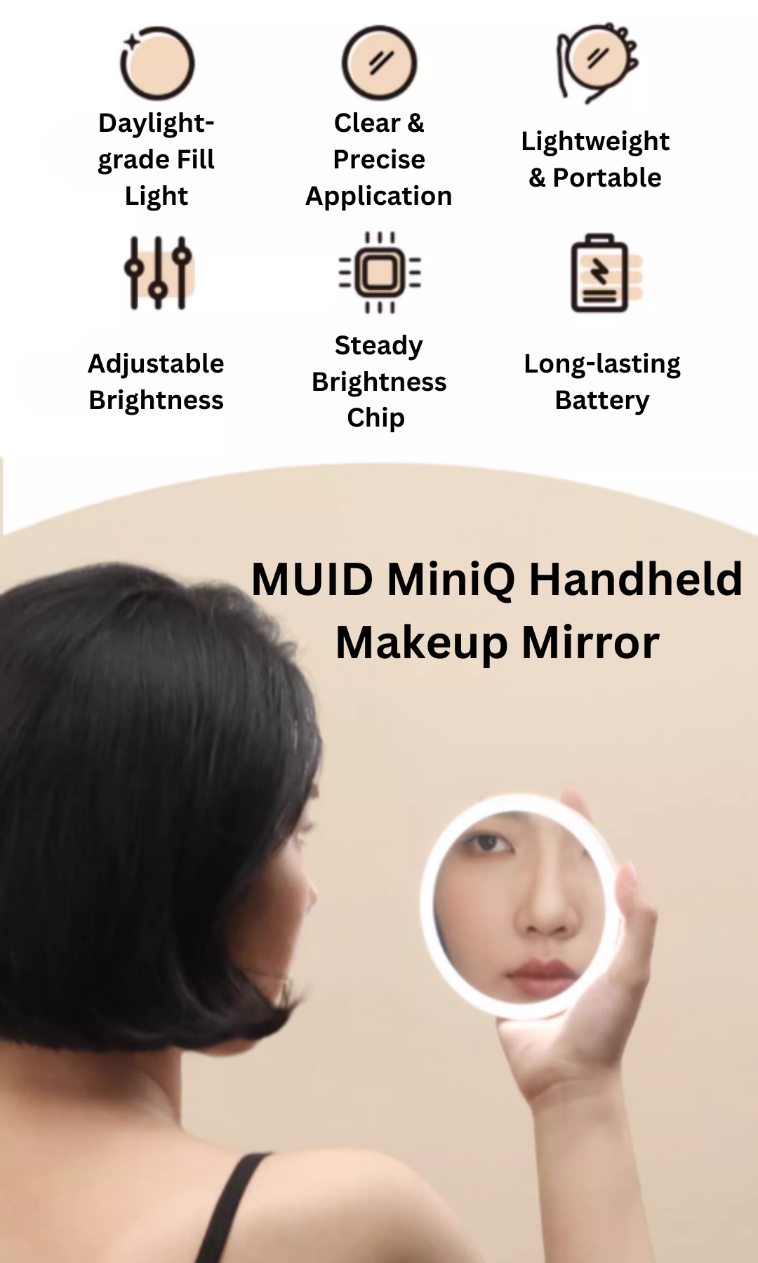 MUID MiniQ Handheld Makeup Mirror 觅逗MiniQ手持化妆镜 | CuteHart