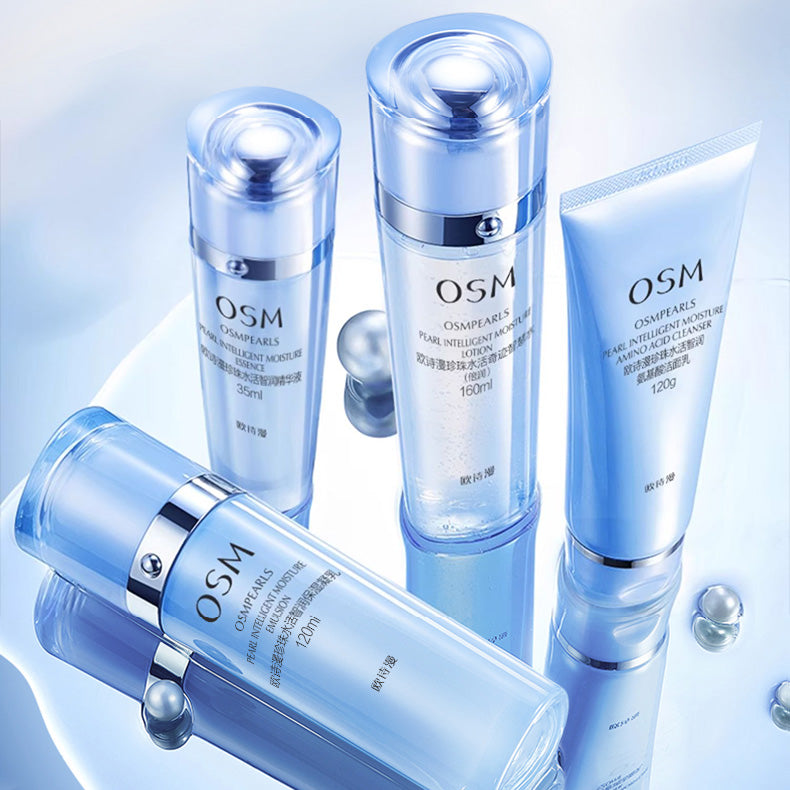 OSM Pearl Intelligent Moisture Lotion Emulsion Cleanser Essence Set 欧诗 ...