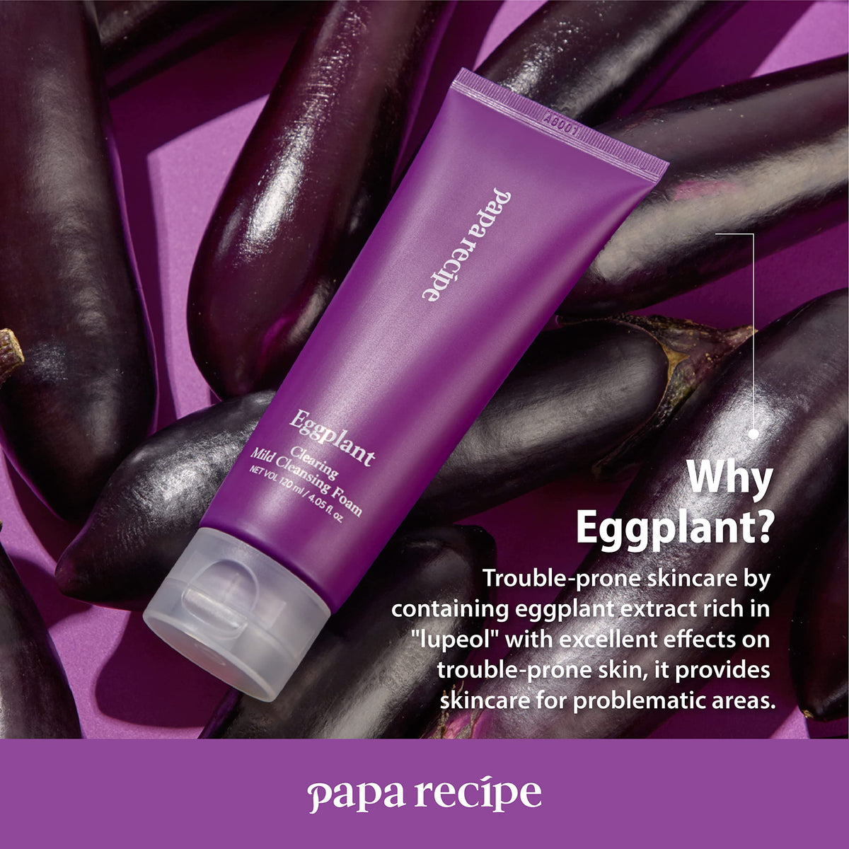 Papa Recipe Eggplant Fresh Cleanser 120ml 春雨茄子清透洁面乳 | CuteHart