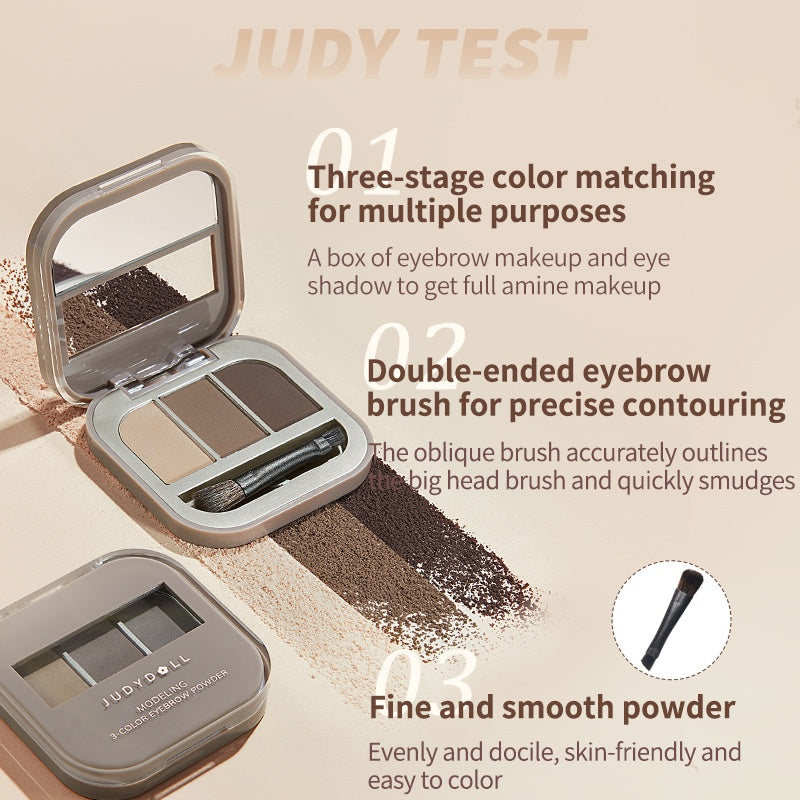 Judydoll Modeling 3-color Eyebrow Powder 橘朵立体造型三色眉粉 2.7g | CuteHart